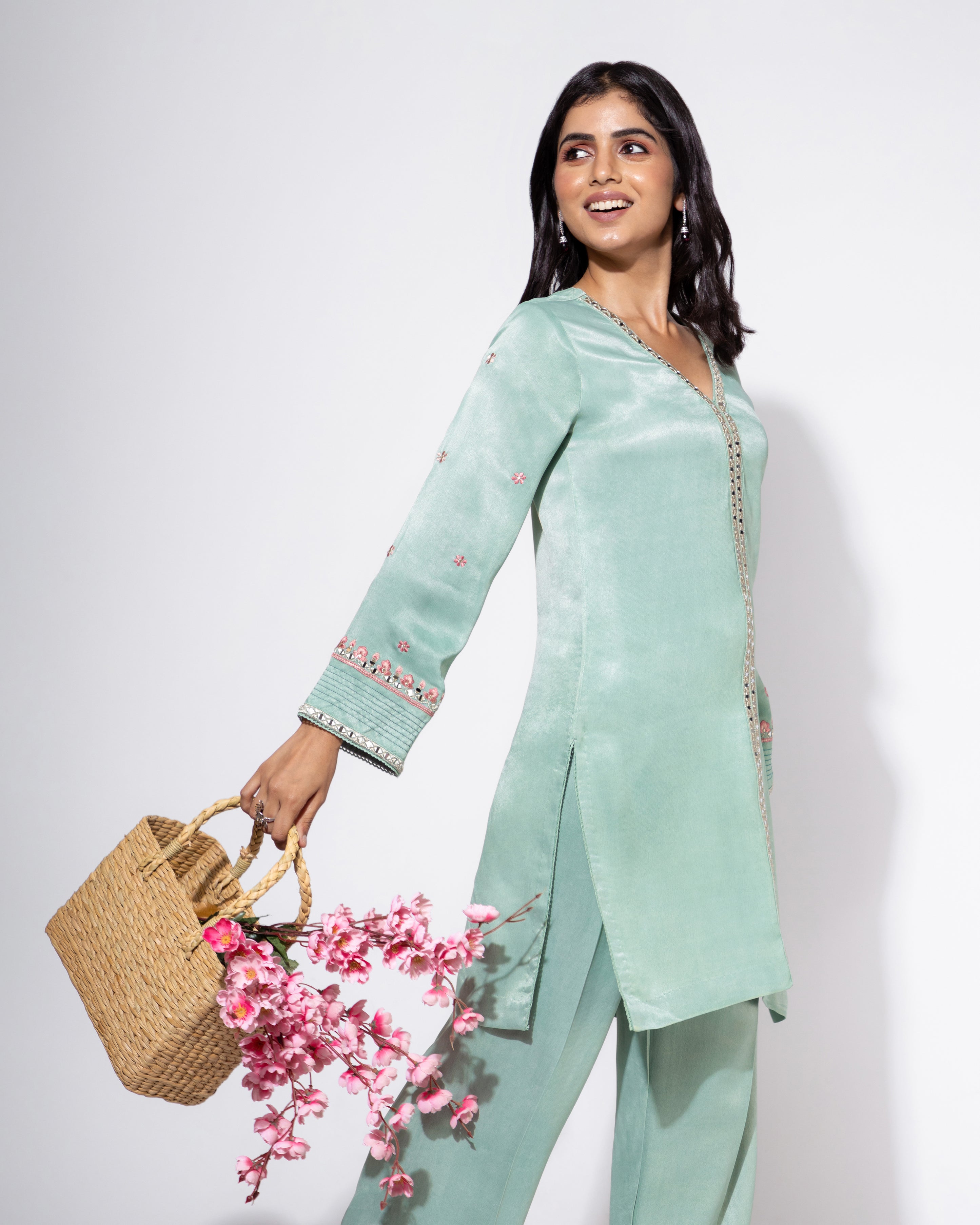Blue Short Kurta & Pant Set – NEMAANI